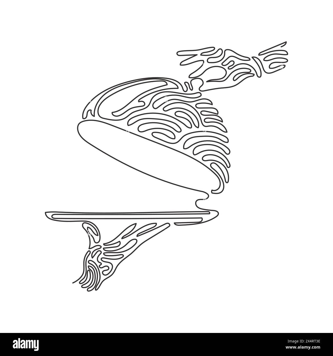 Single continuous line drawing open tray cloche in hand. Restaurant ...