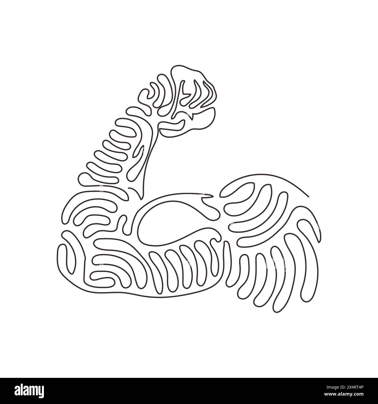 Single continuous line drawing strong power, muscle arms icon. Muscular ...