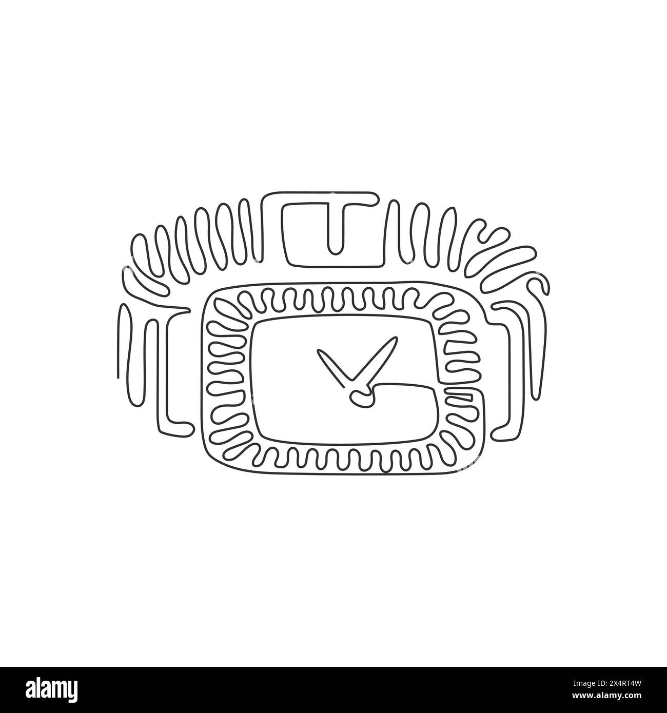 Single continuous line drawing woman watch, gold and white color, with ...