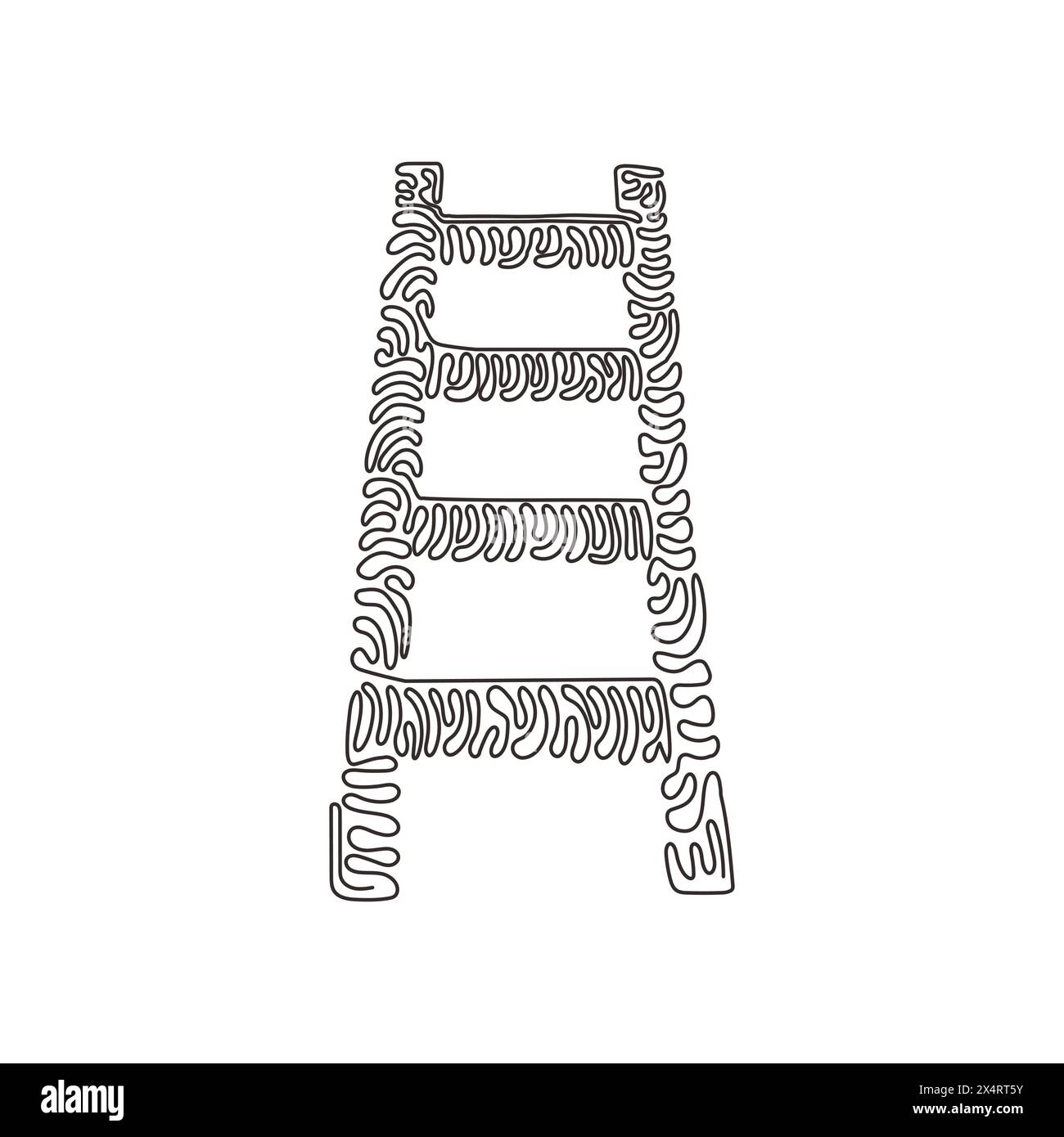 Single one line drawing fire ladder icon. Wooden ladder isolated. Stand ...