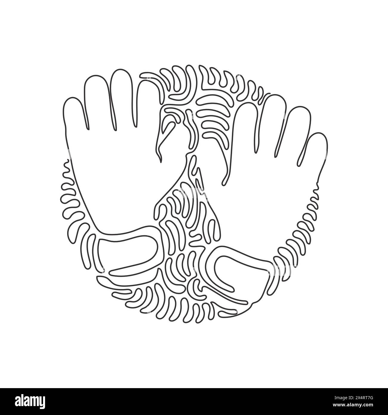 Single continuous line drawing Goalkeeper gloves. Goalkeeper protection ...