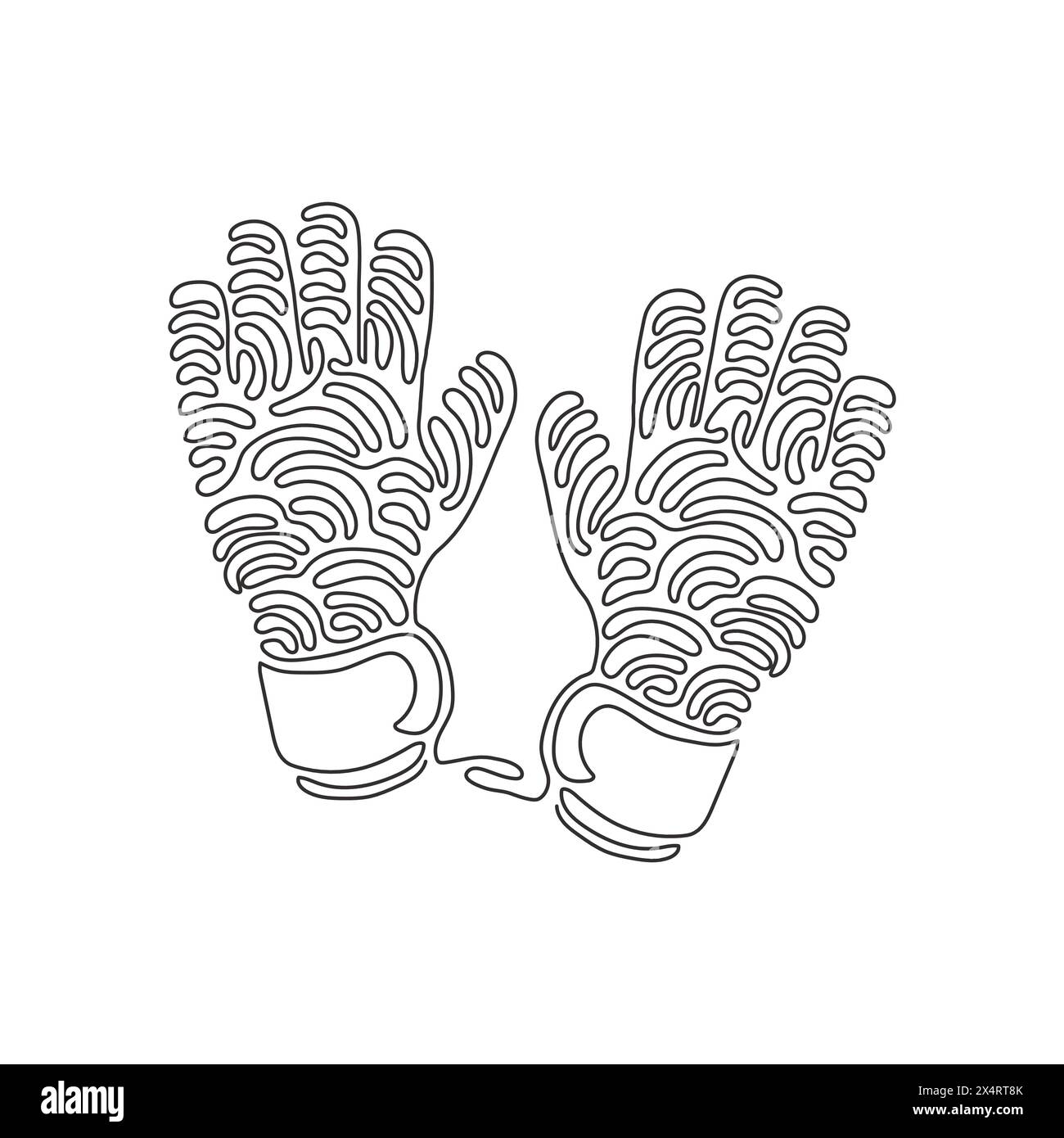 Single continuous line drawing Goalkeeper gloves. Goalkeeper protection ...