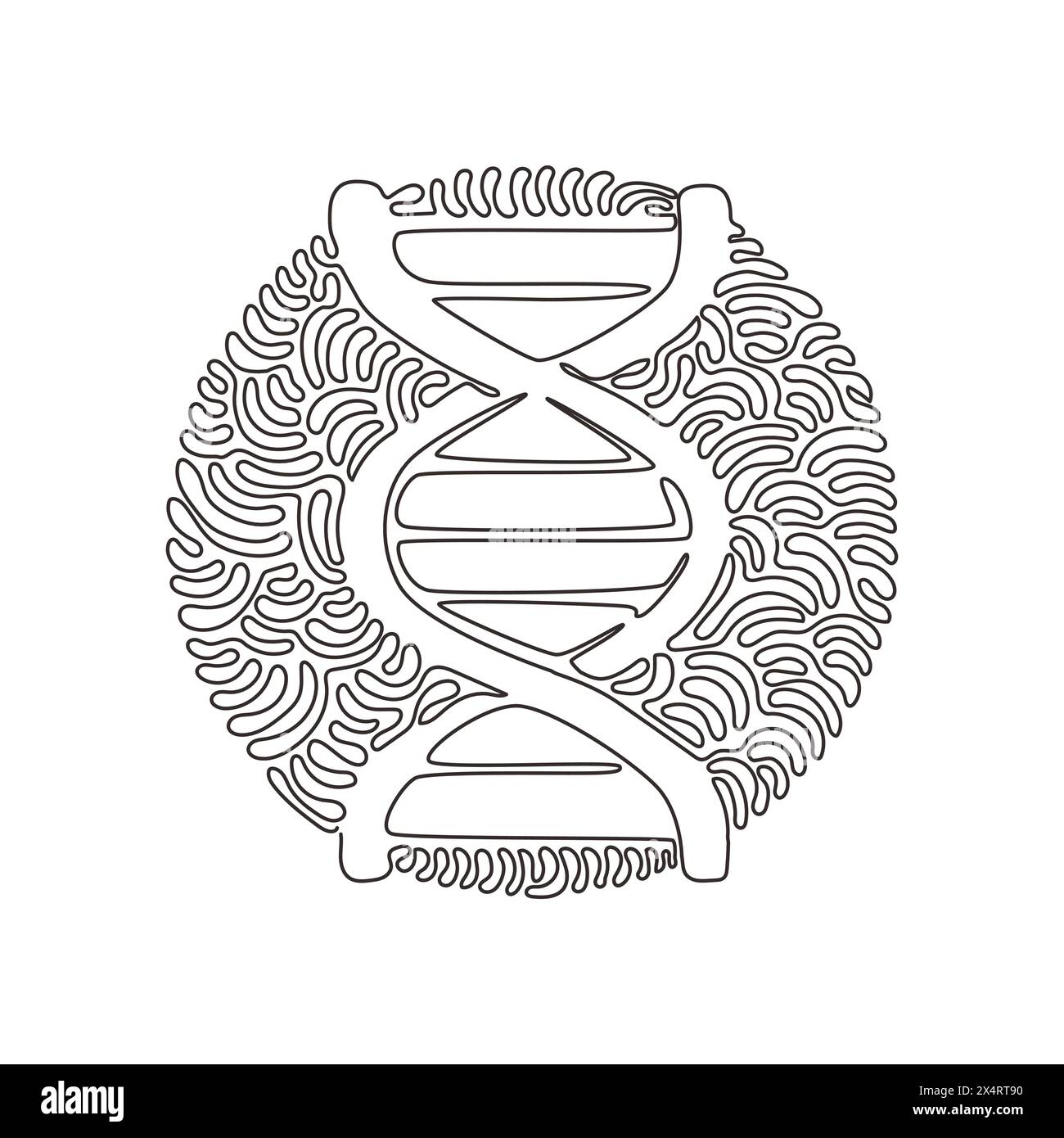 Single one line drawing DNA icons. Life gene model bio code genetics ...