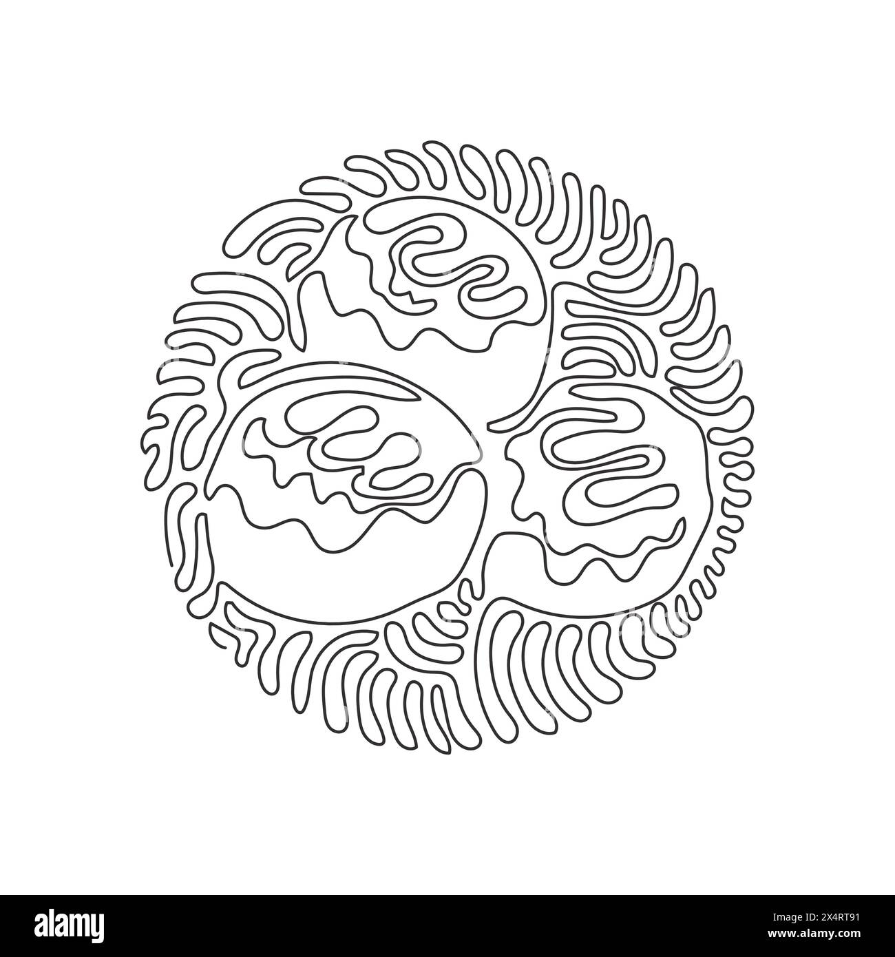 Single one line drawing takoyaki, octopus balls, Japanese fast food ...