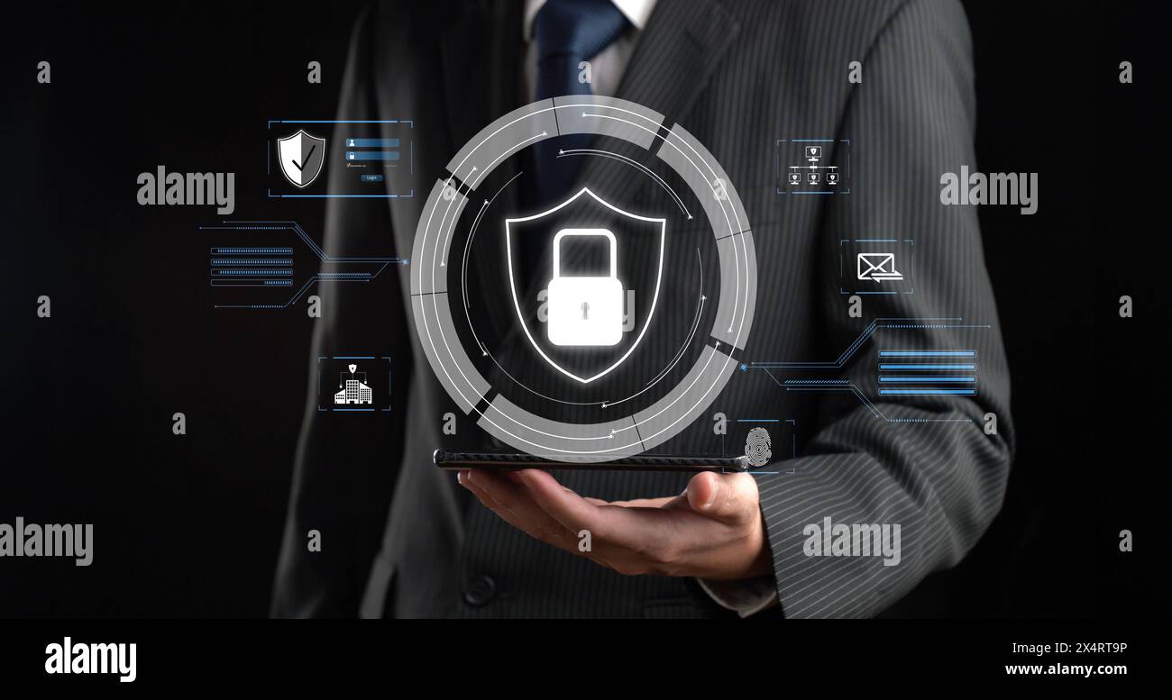 Business person explore the core of cyber security. Delve into cyber ...