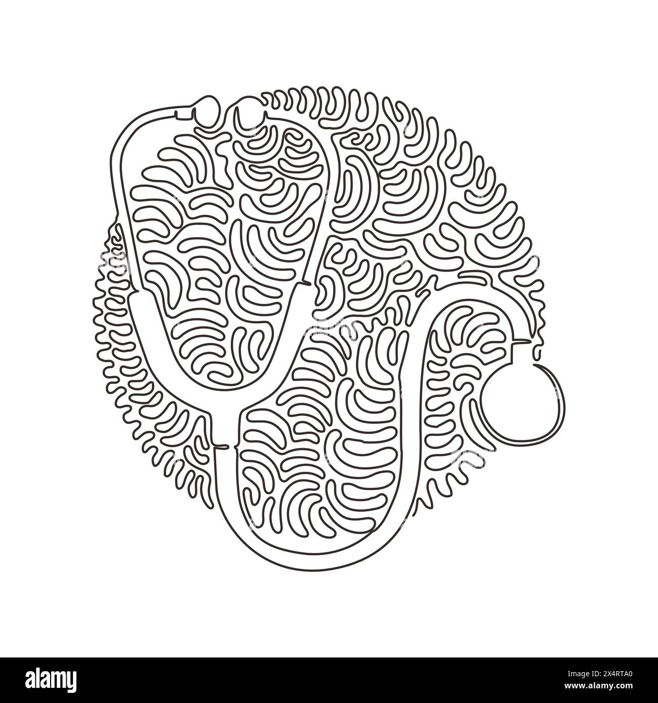 Single one line drawing Stethoscope icon, diagnostic symbol. Doctor ...