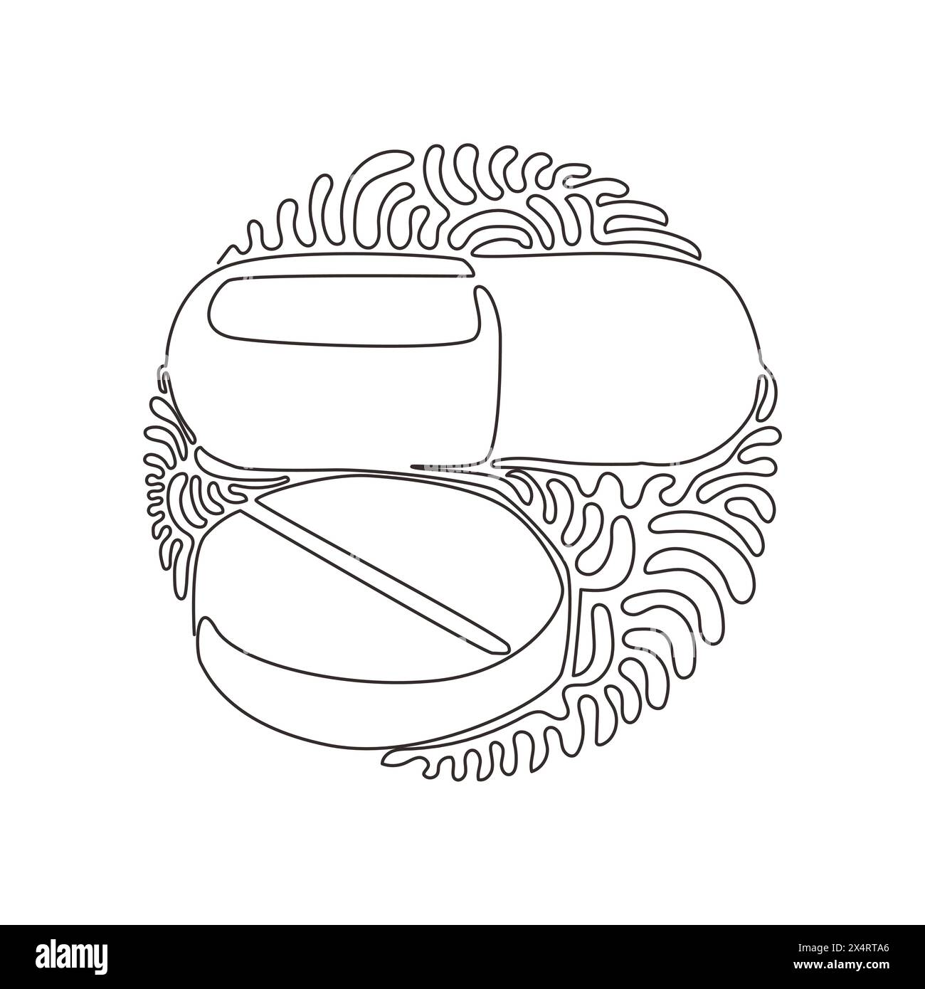 Single continuous line drawing medical pill and tablet icon. Medicine ...
