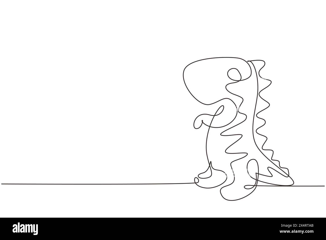 Single one line drawing toy dinosaur, soft fluffy toy. Cute dinosaur ...