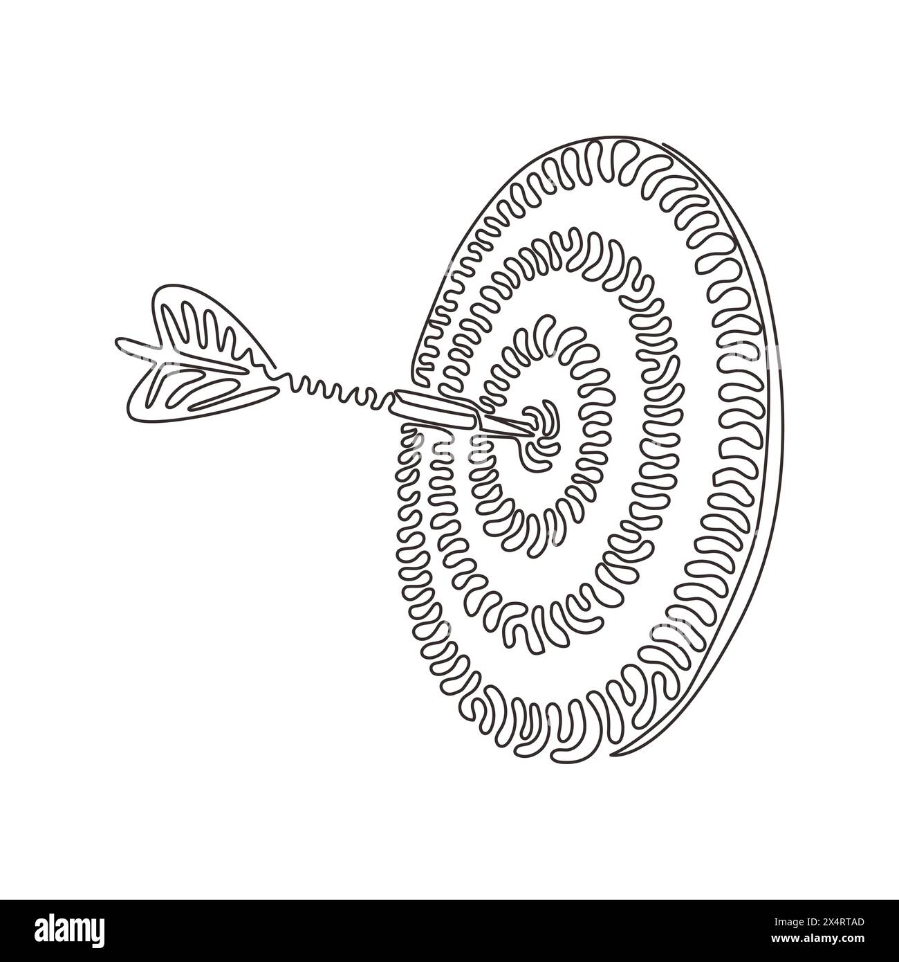 Continuous one line drawing darts arrows in target center business goal ...