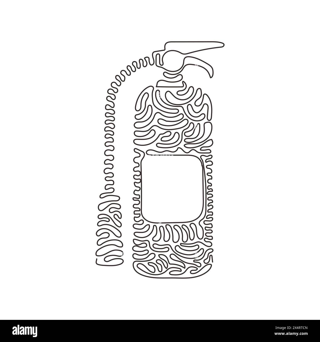 Continuous one line drawing red fire extinguisher protection with ...