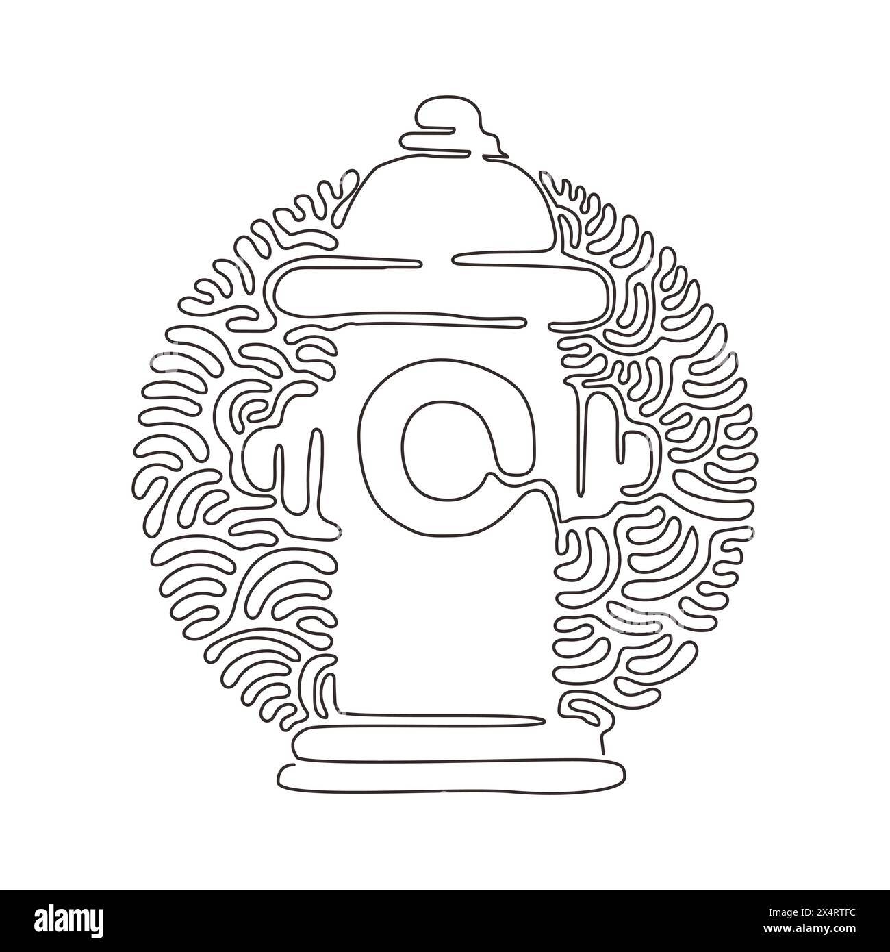 Single continuous line drawing red fire hydrant icon. Tool used by ...