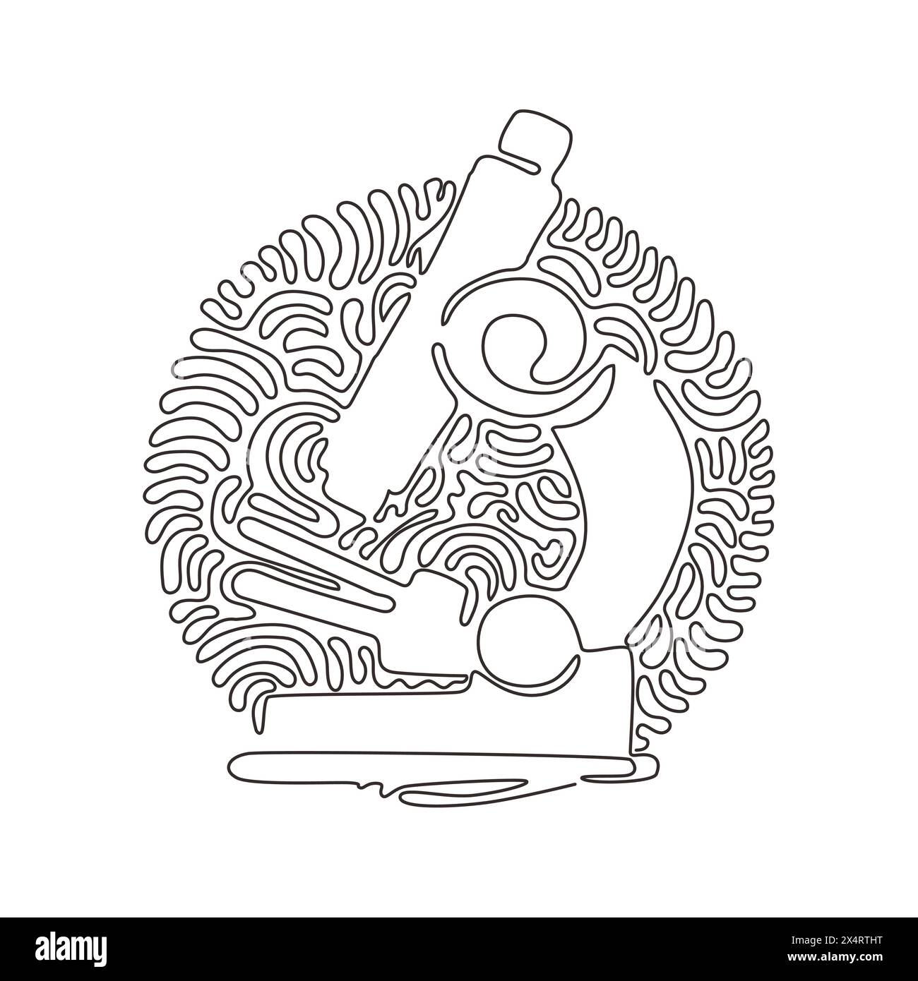 Continuous one line drawing microscope icon. Virus medical research ...