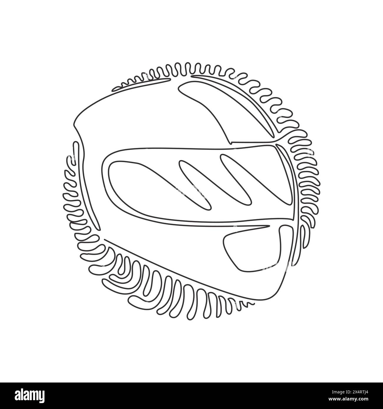Single continuous line drawing motorcycle sport helmet. Racer helmet ...