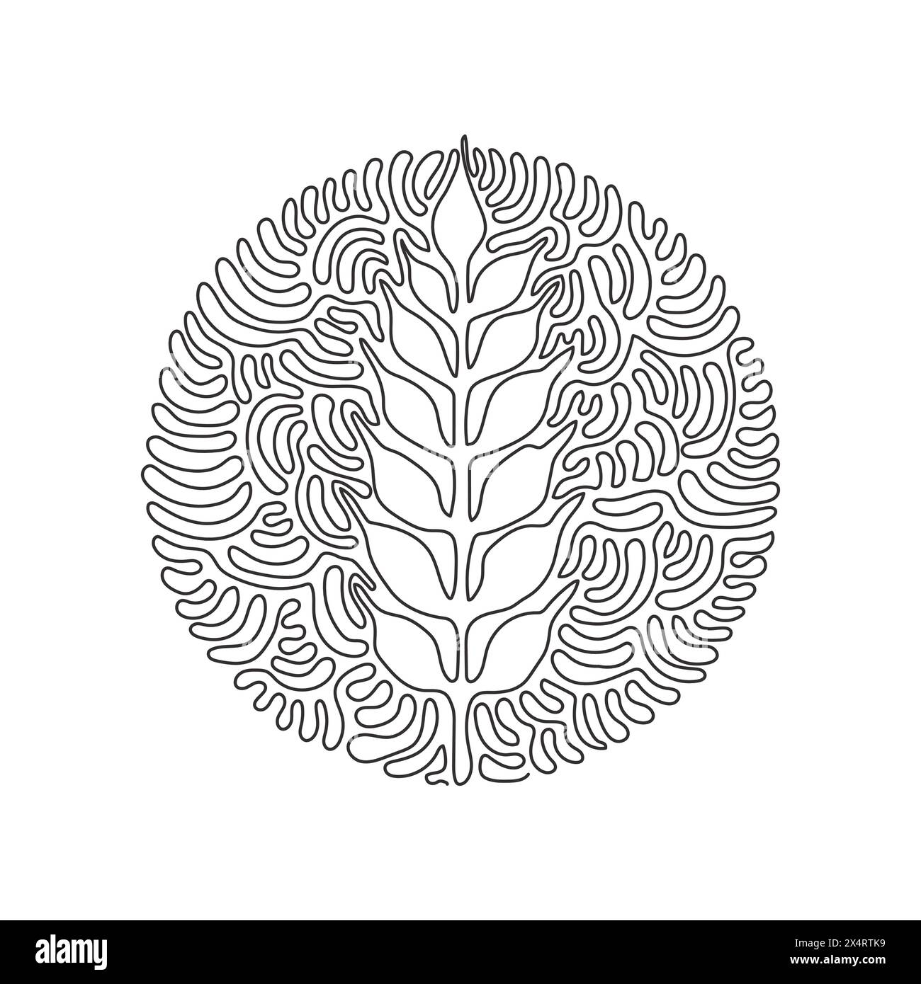 Single continuous line drawing wheat ears icon. Agriculture farm logo ...