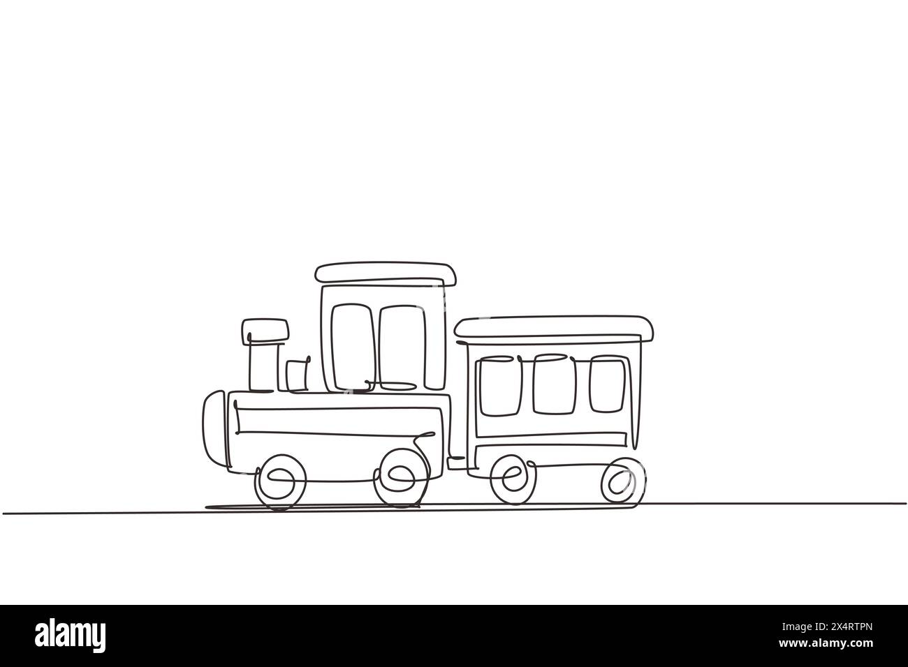 Continuous one line drawing toy train. Cute toy train and locomotive ...