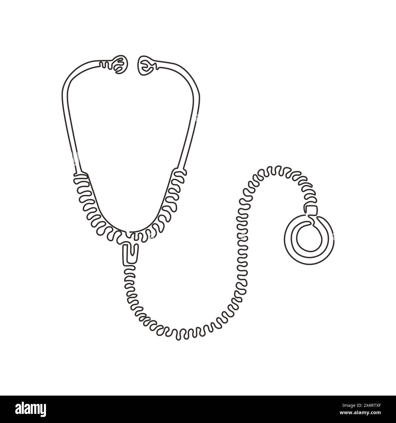 Single continuous line drawing medical icon stethoscope, diagnostic ...