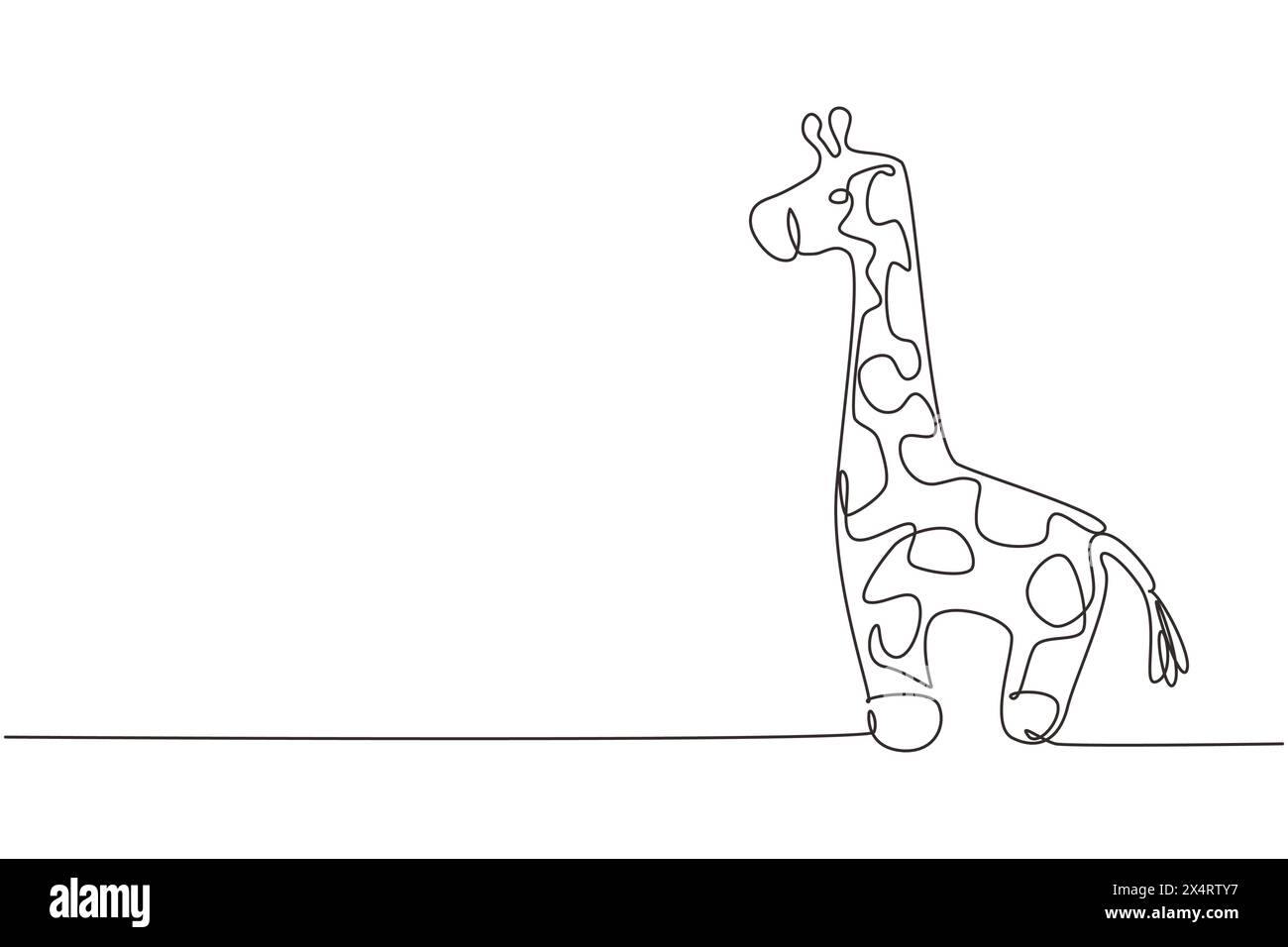 Single continuous line drawing cute giraffe plush doll. Giraffe plush ...