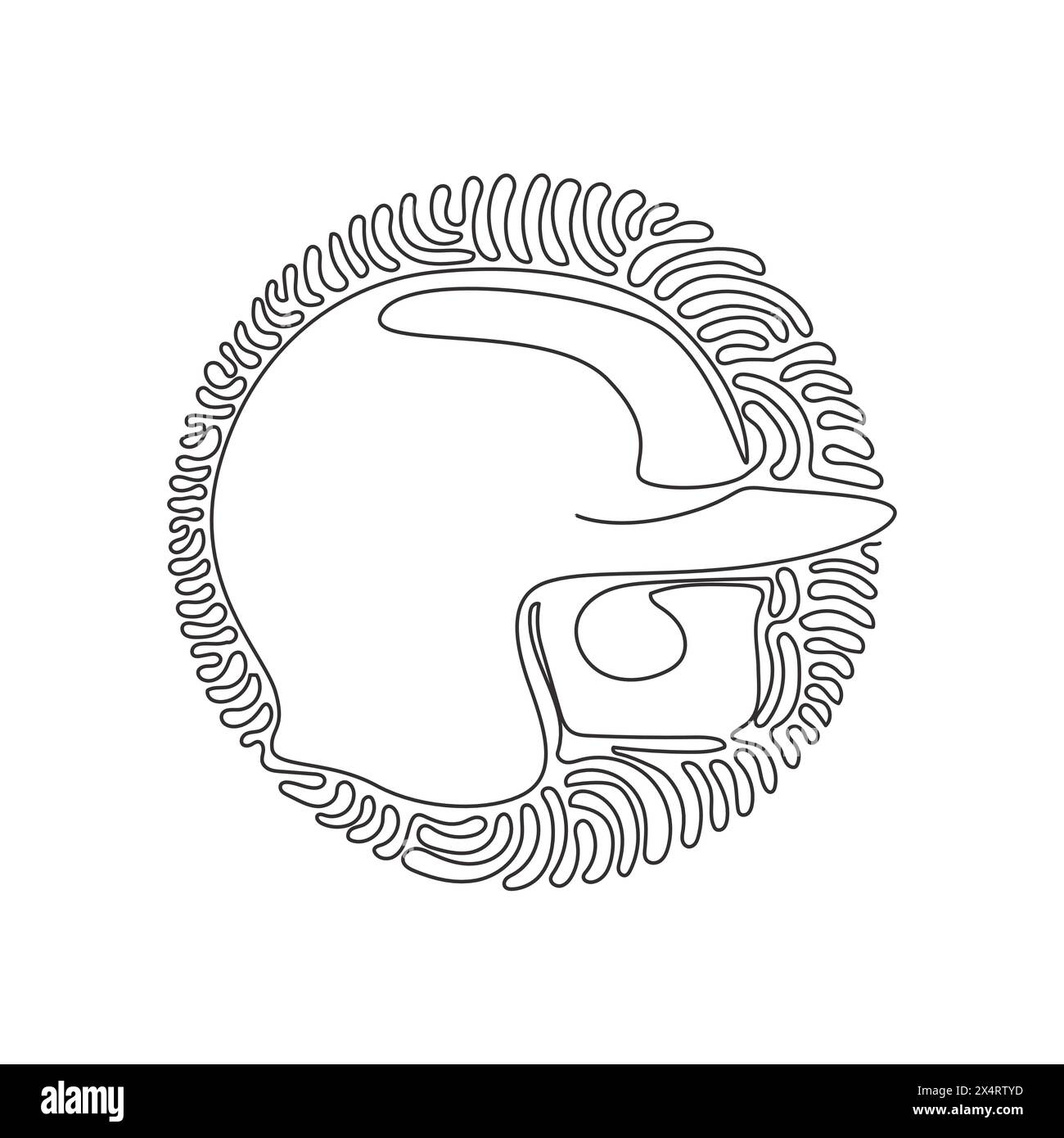 Single one line drawing baseball helmet. Helmet for various team sports ...