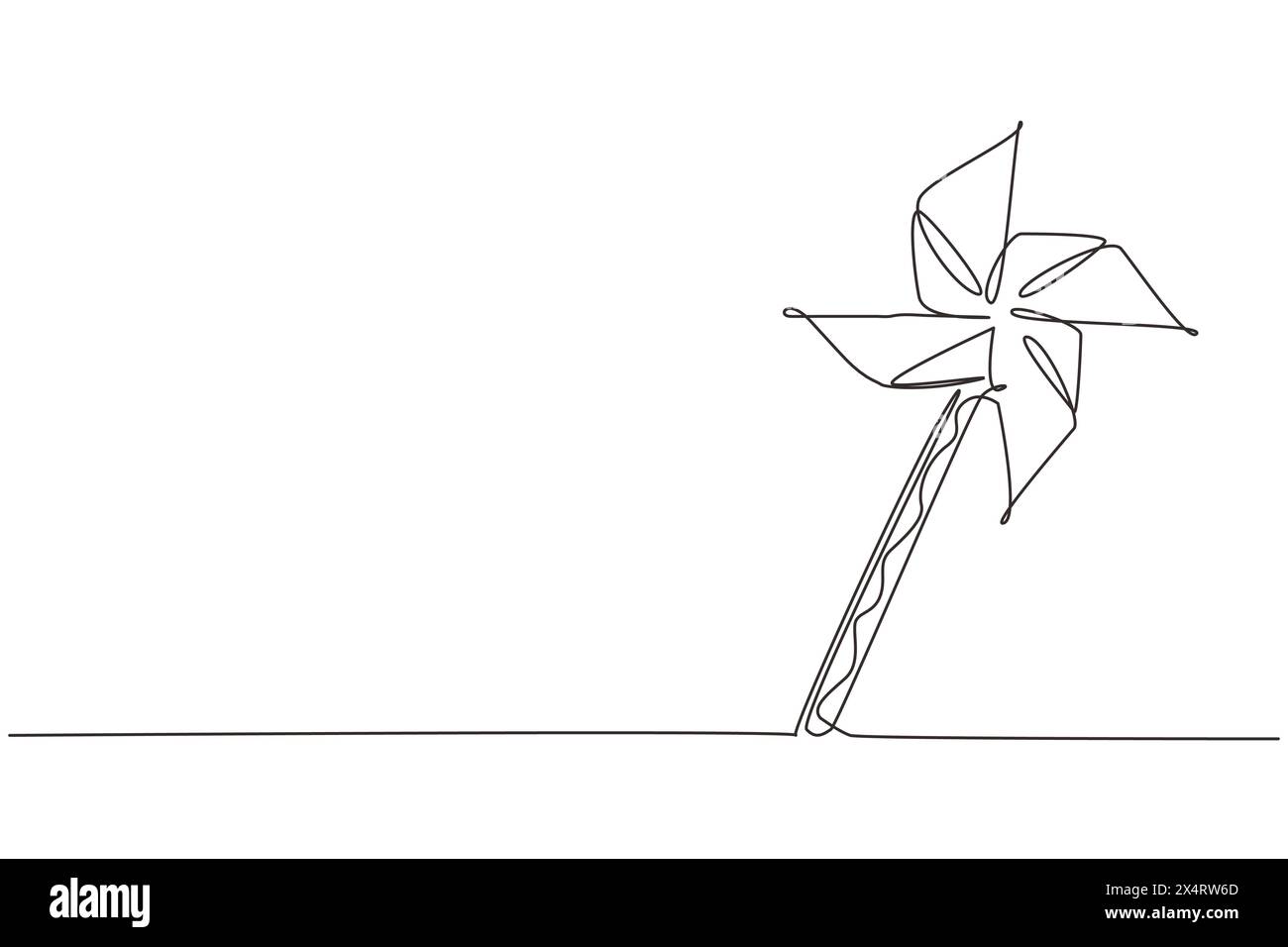 Single continuous line drawing paper windmill. Origami paper windmill ...