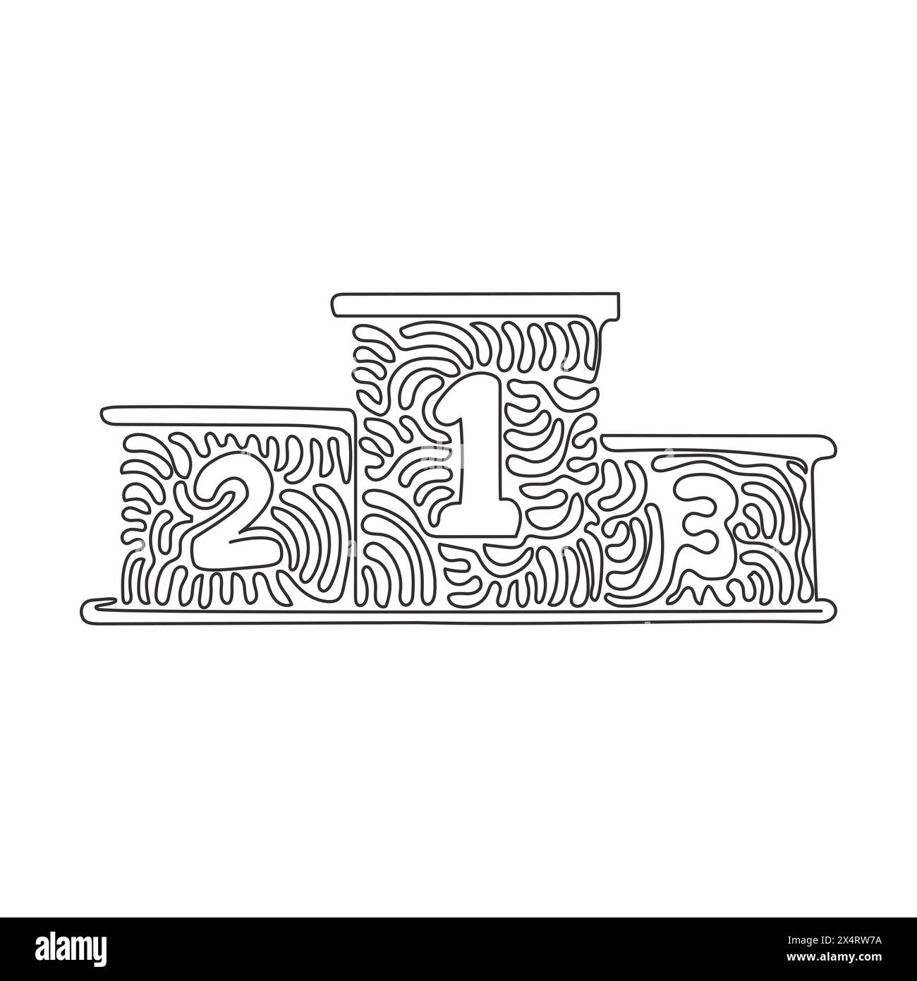 Single continuous line drawing winners podium with number. Pedestal or ...