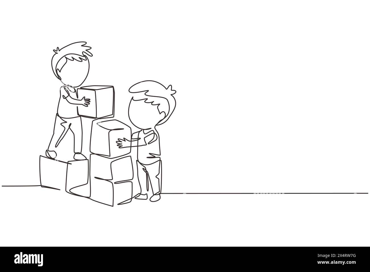 Kindergarten boys playing together Stock Vector Images - Alamy