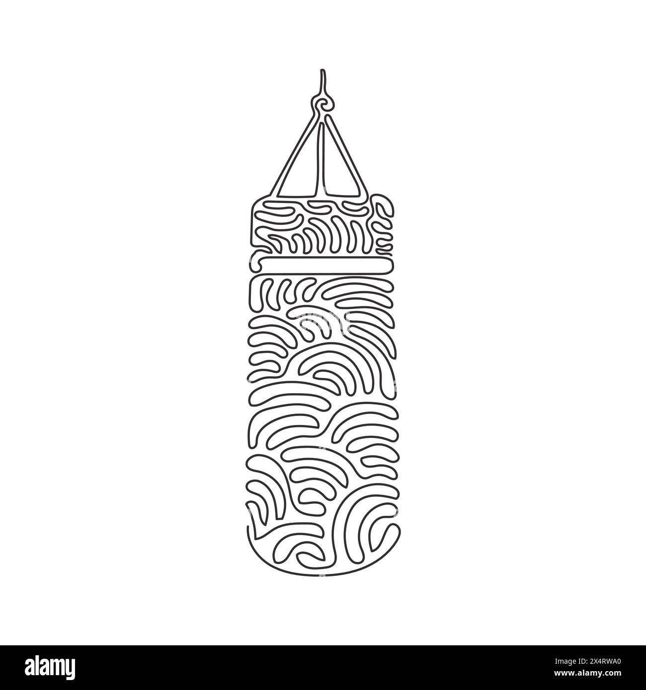 Single one line drawing black punching bag logo isolated. Hitting bag ...