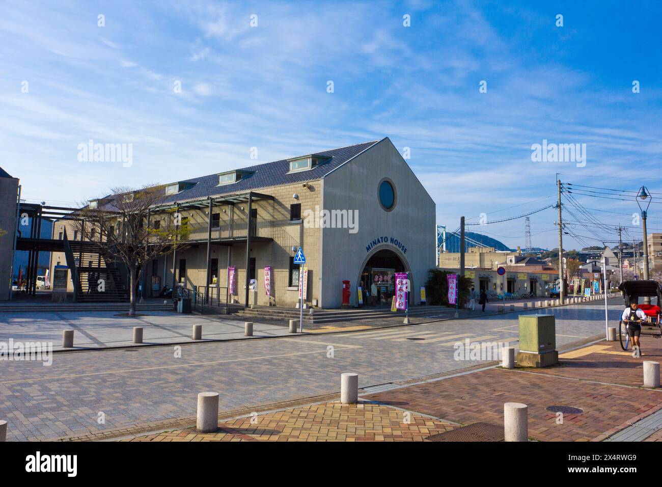 The townscape of Moji and the beautiful sea of Moji Port in Kitakyushu ...