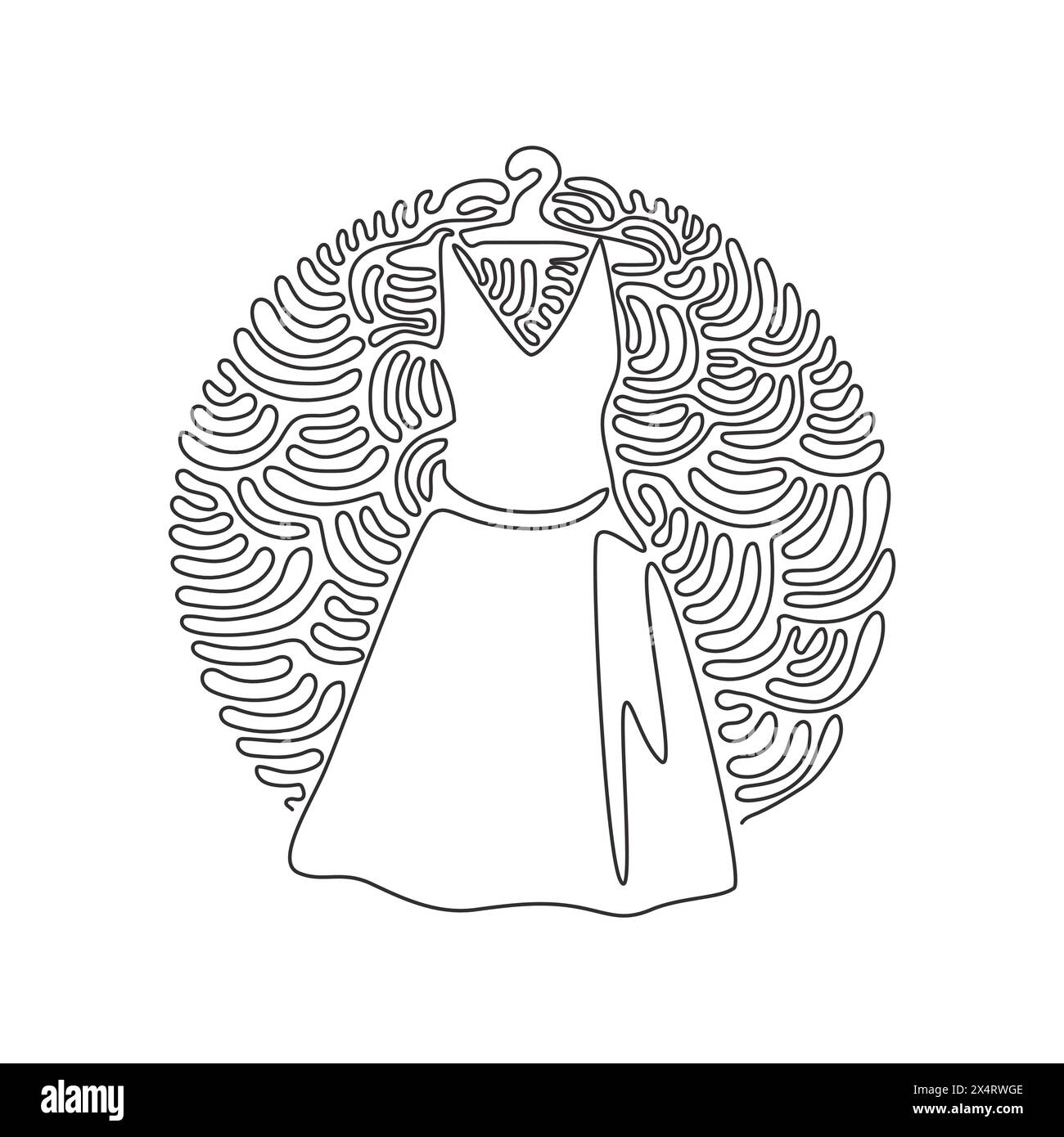 Continuous one line drawing elegant dresses on hanger. Modern, stylish ...