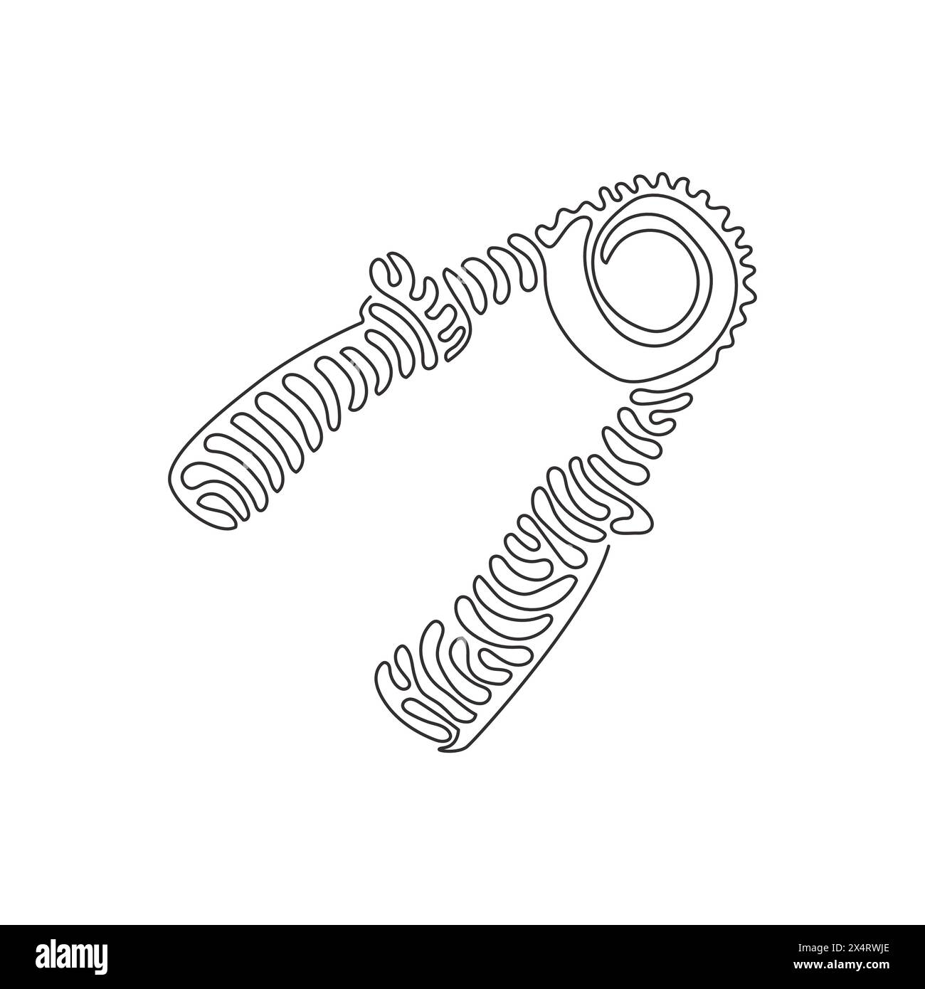 Single one line drawing spring expander for hand, sketch, hand trainer ...