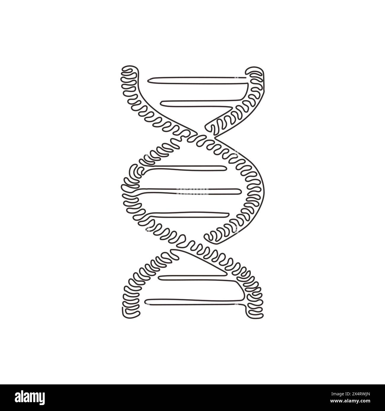 Continuous one line drawing DNA icons. Life gene model bio code ...