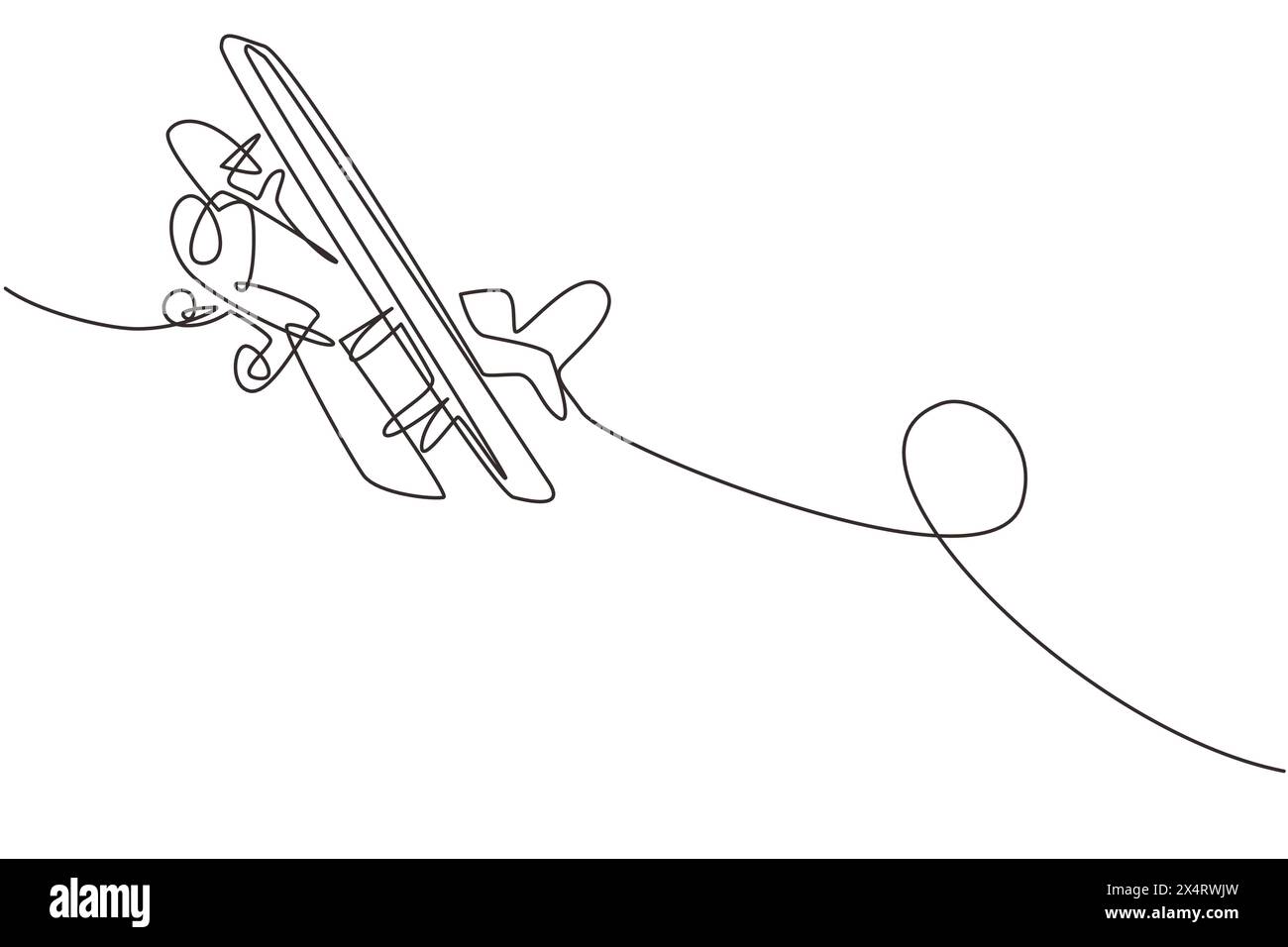 Continuous one line drawing vintage airplanes models. Retro motor ...