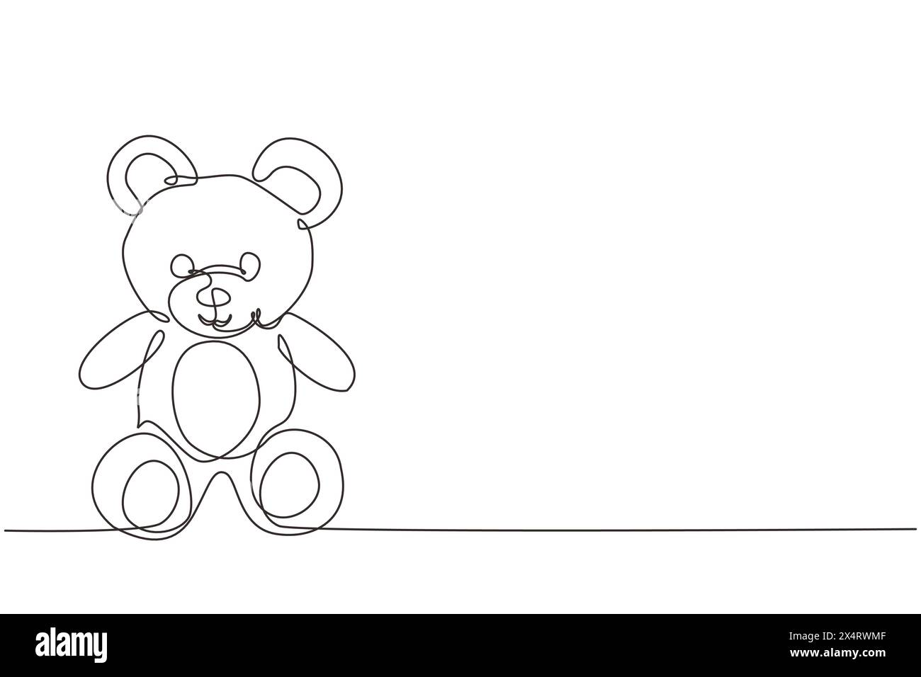 Single continuous line drawing lovely teddy bear toy. Nice and cute ...