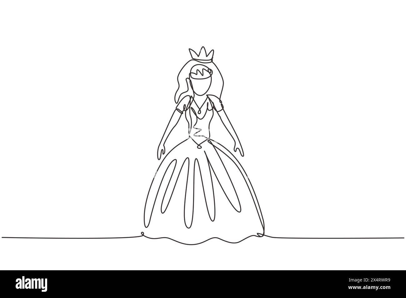 Single one line drawing fairy tale doll princesses. Beautiful fairytale ...