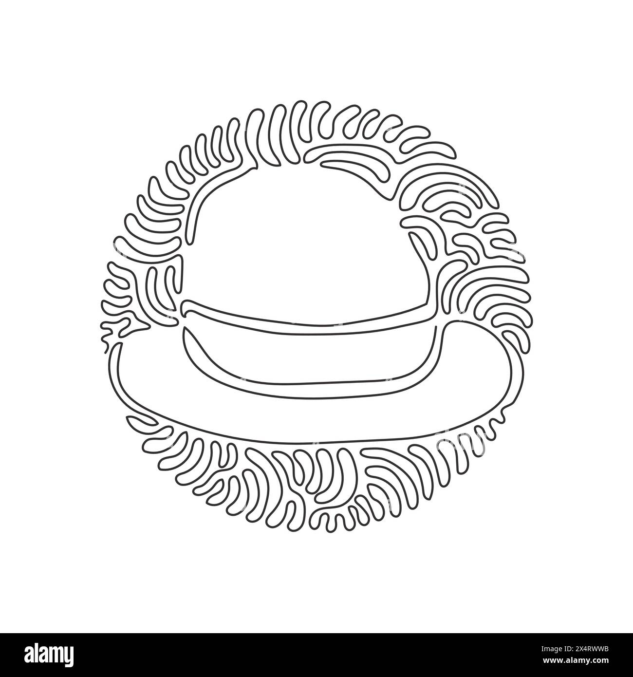 Single one line drawing fedora hat, side view, with tan leather band ...