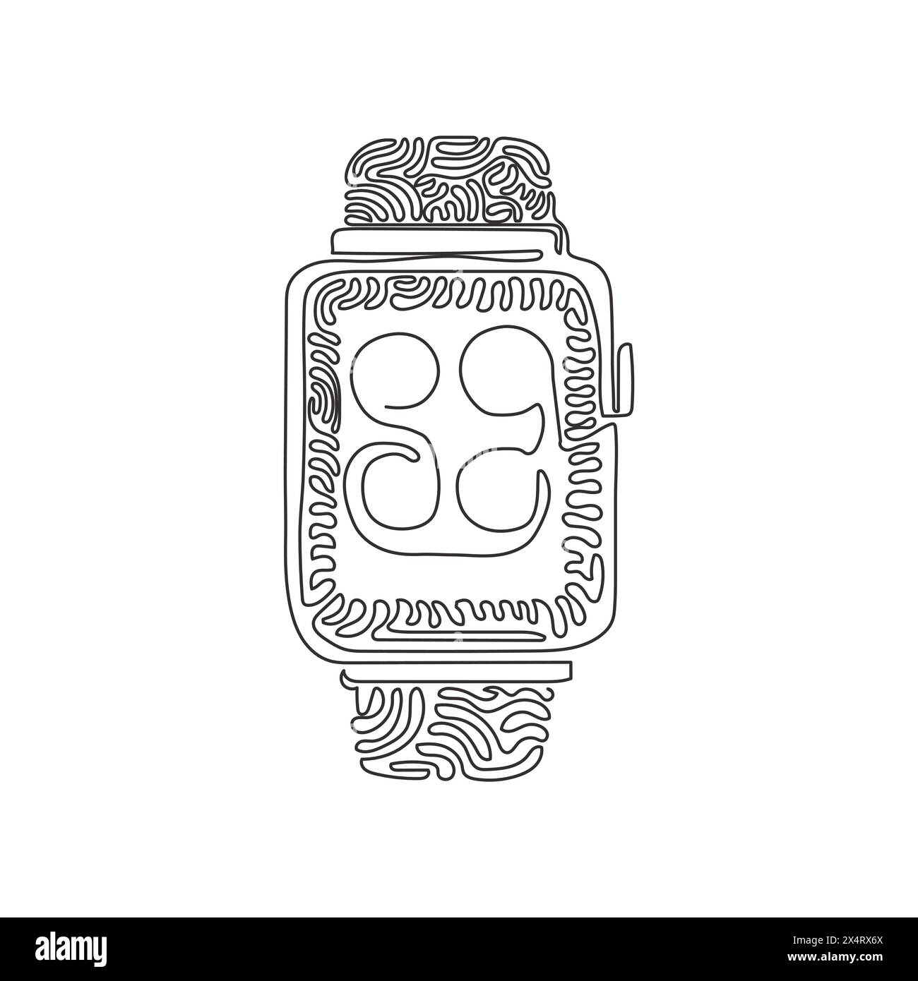 Continuous one line drawing Smart watch device display with app icons ...