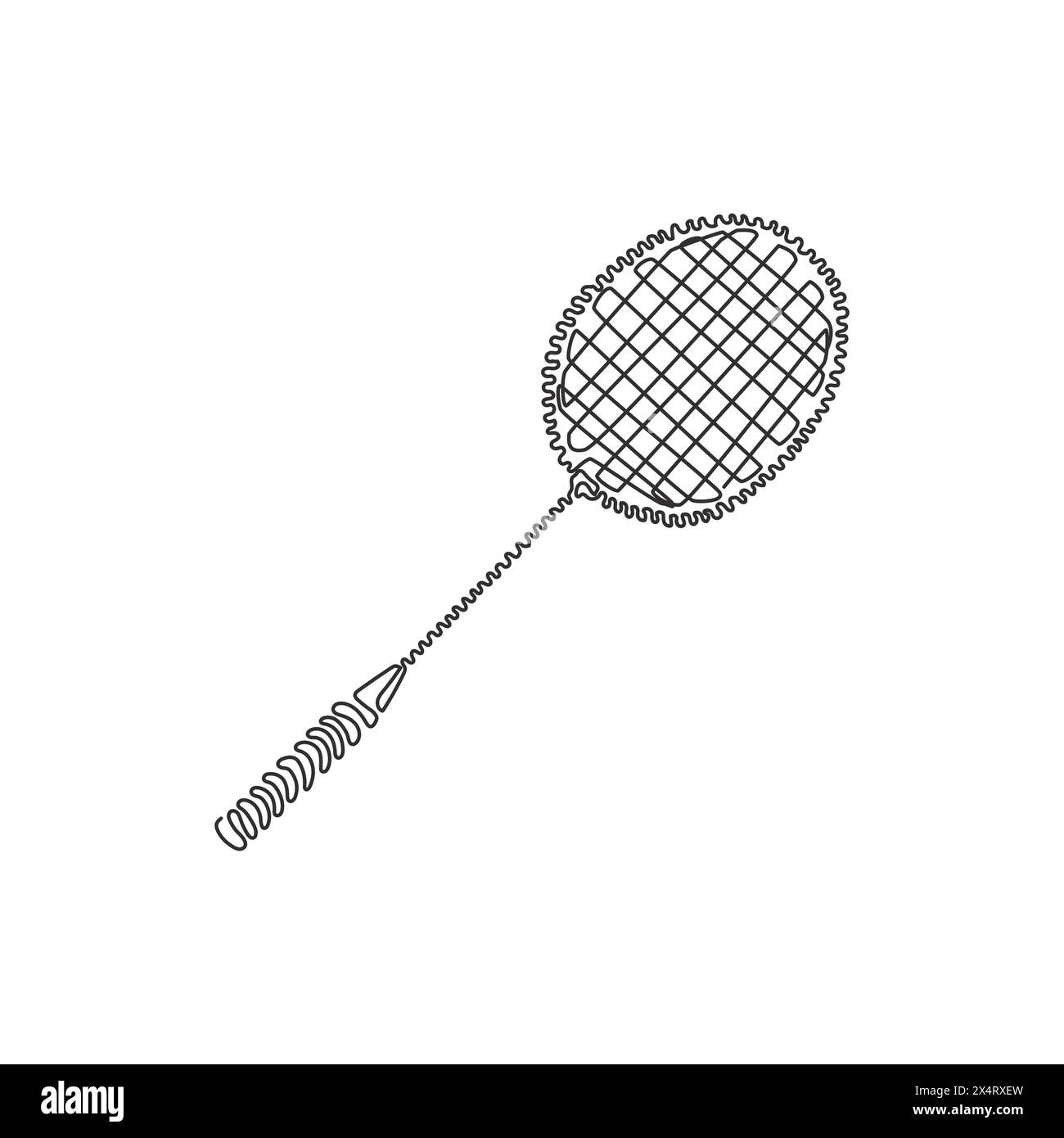 Continuous one line drawing badminton racket. Sport equipment. Vintage ...