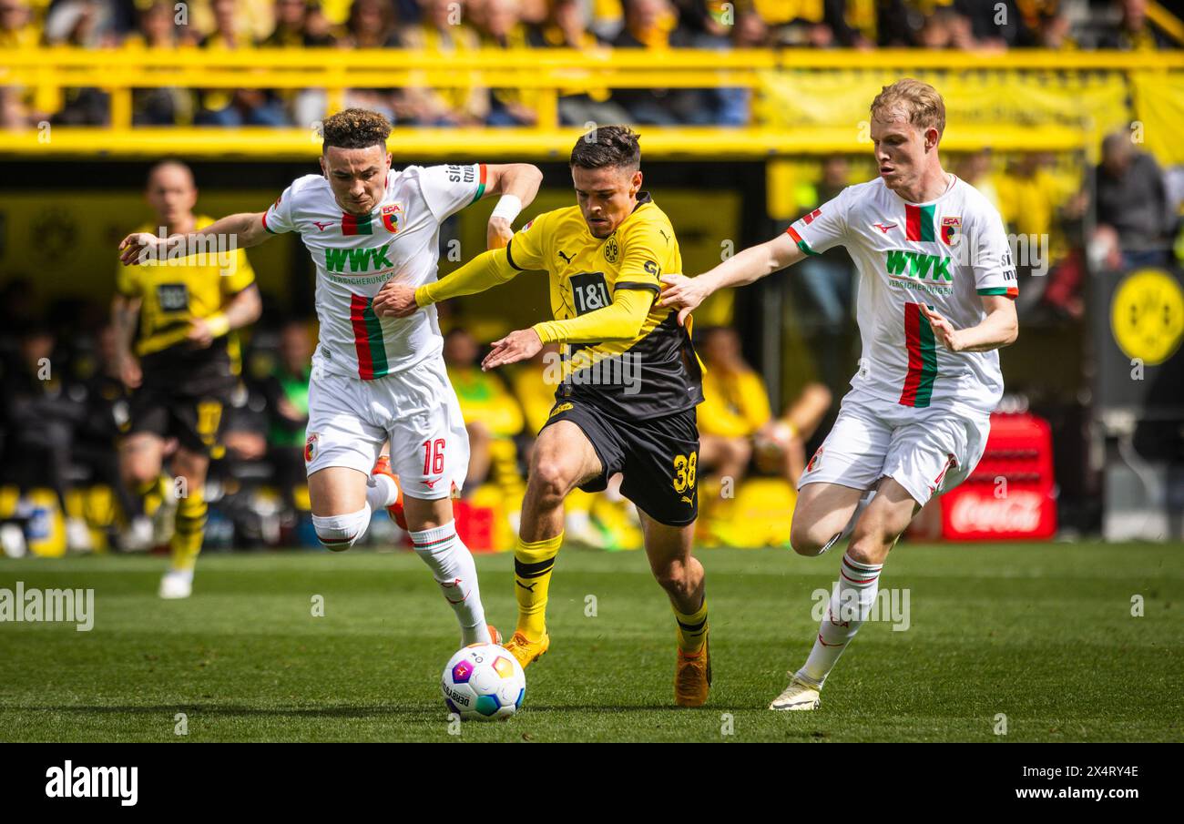 Dortmund, Germany. 4th Mai 2024. Kjell Wätjen (BVB) Ruben Vargas und ...