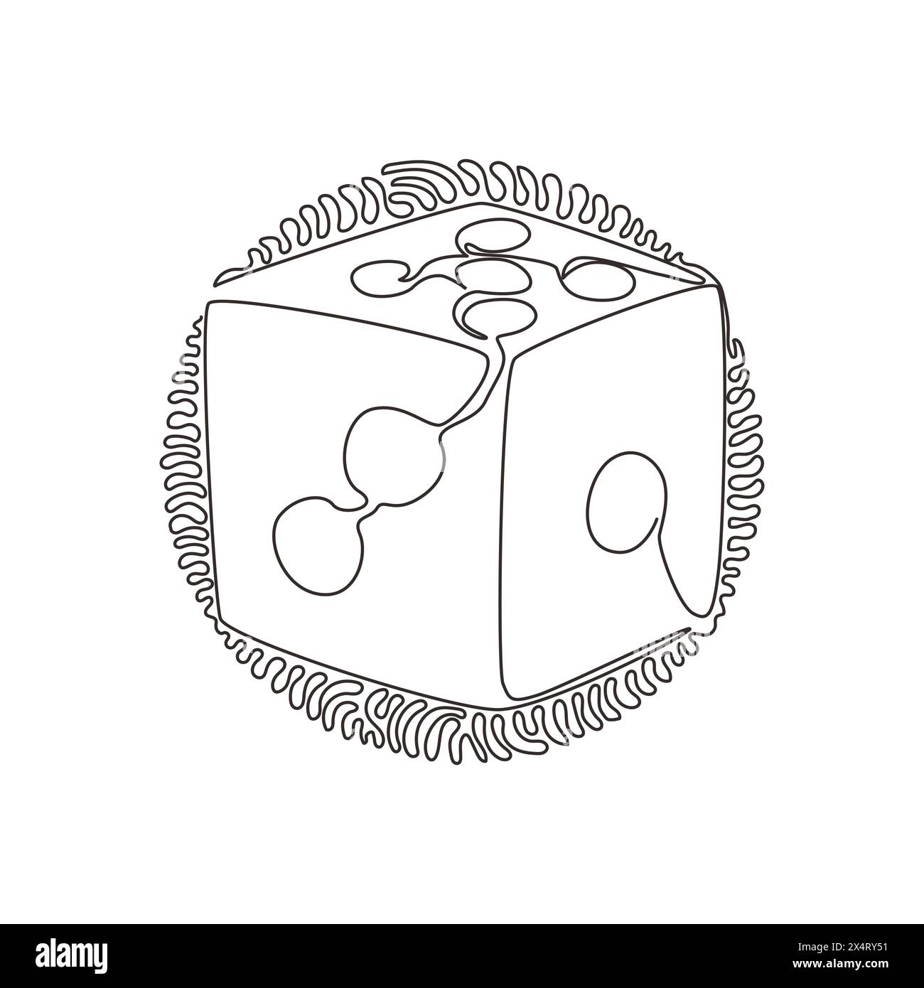 Continuous one line drawing dice. Dice with white dots. Dice cube ...