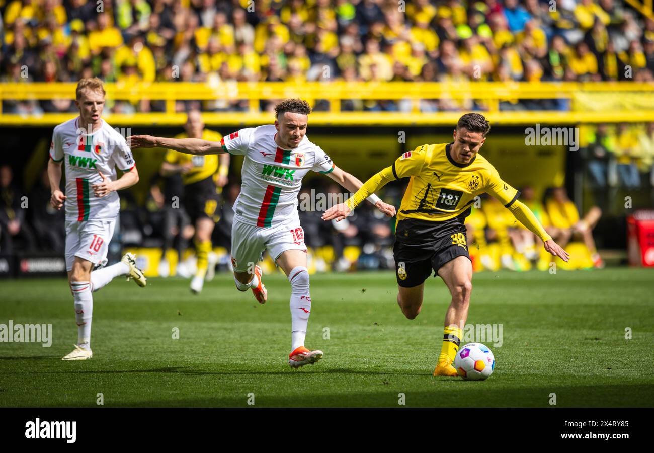 Dortmund, Germany. 4th Mai 2024. Kjell Wätjen (BVB) Ruben Vargas (FCA ...