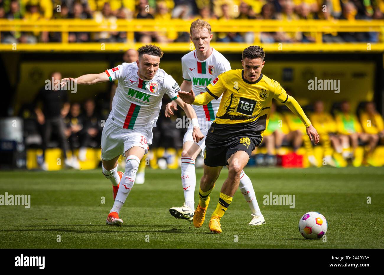 Dortmund, Germany. 4th Mai 2024. Kjell Wätjen (BVB) Ruben Vargas und ...