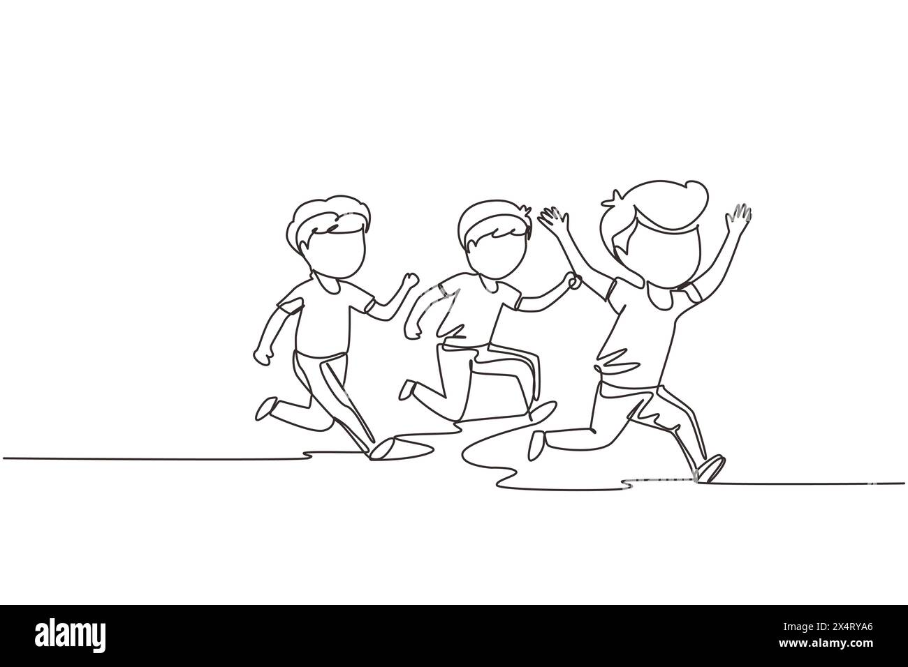 Single continuous line drawing children in athletics competitions. The ...