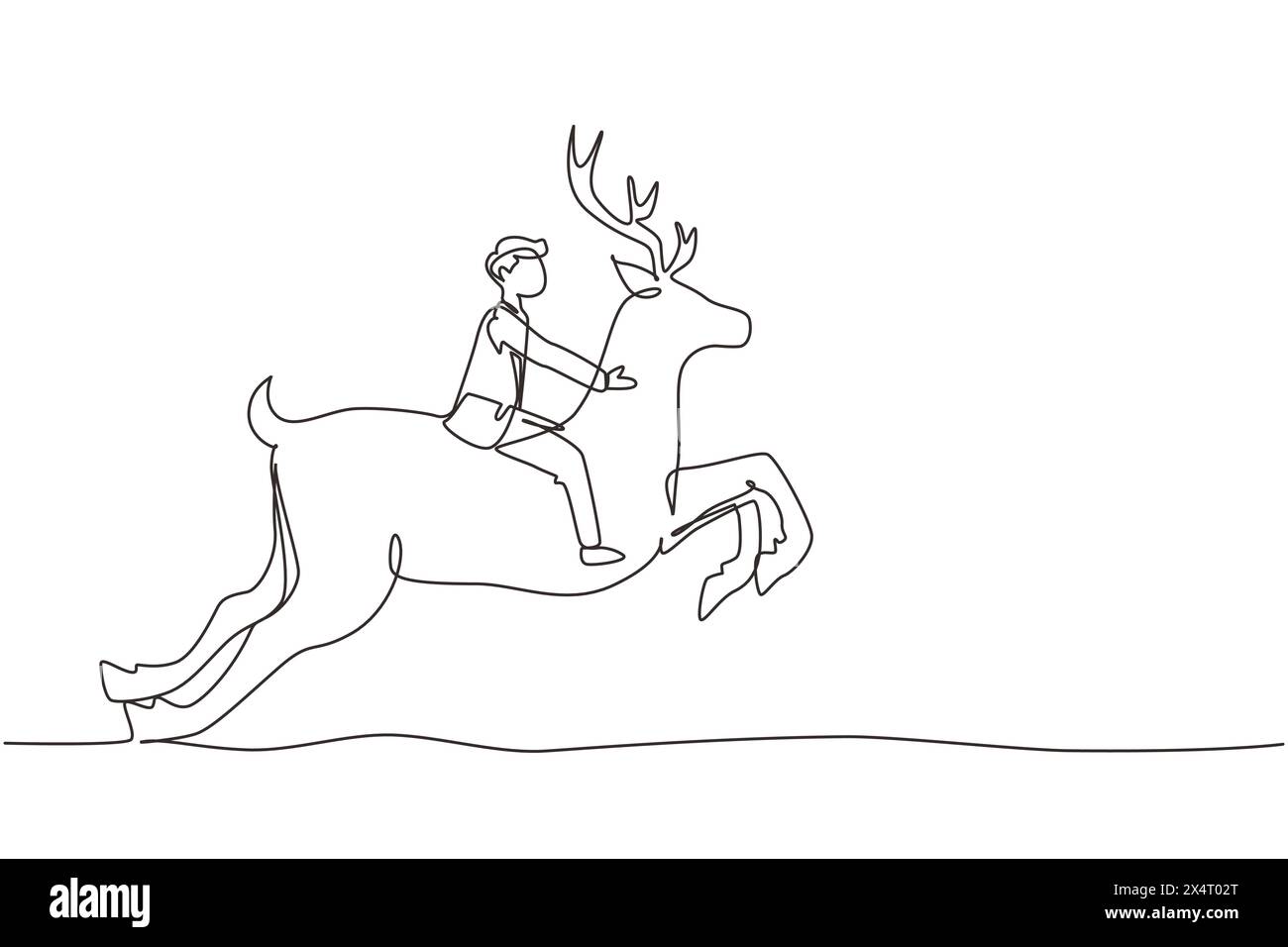 Continuous one line drawing businessman riding deer. Investment ...