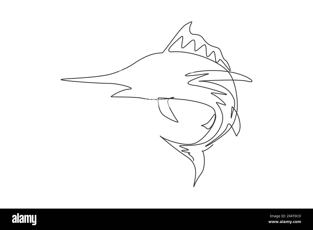 Single continuous line drawing marlin fish logo. Unique and fresh blue ...