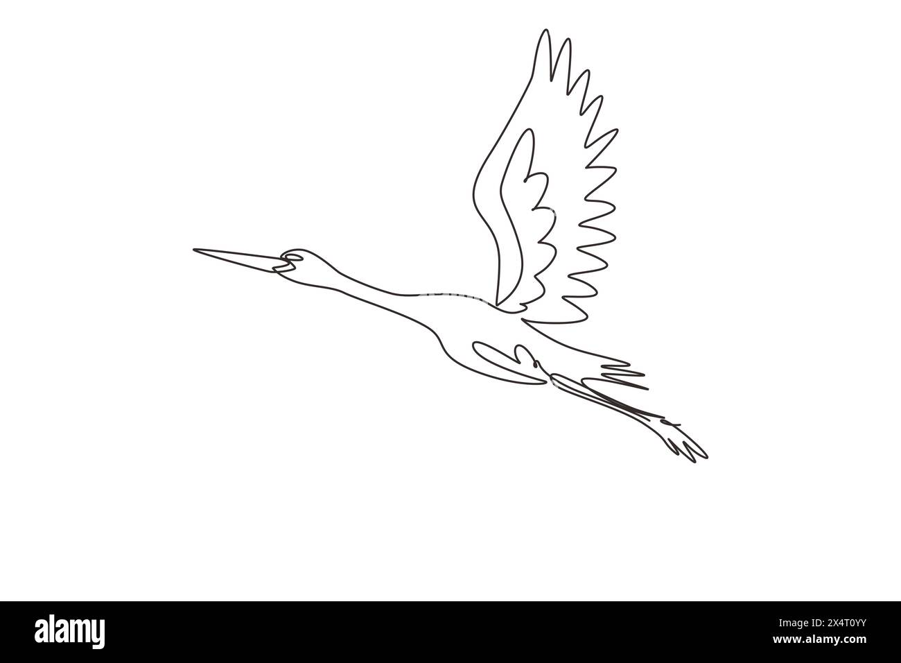 Single continuous line drawing storks flying in sky. Bird as symbol for ...