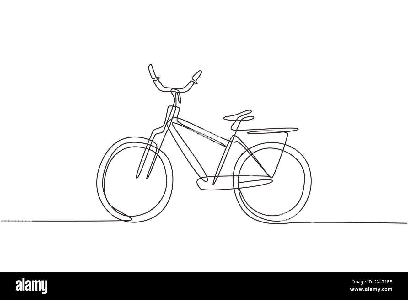 Single one line drawing classic city bicycle, ecological sport ...