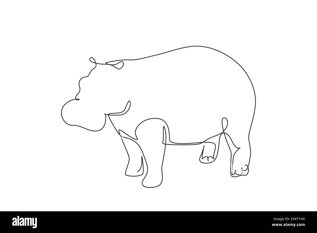 Single one line drawing big cute hippopotamus for company logo identity ...