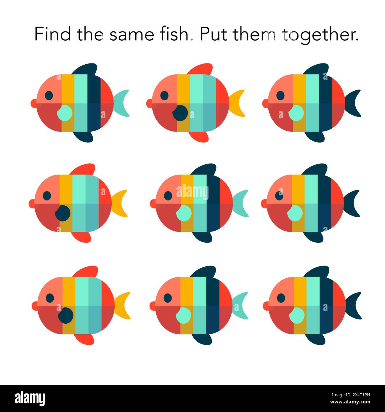 Find the same and connect them. Game for preschool children. Cartoon ...