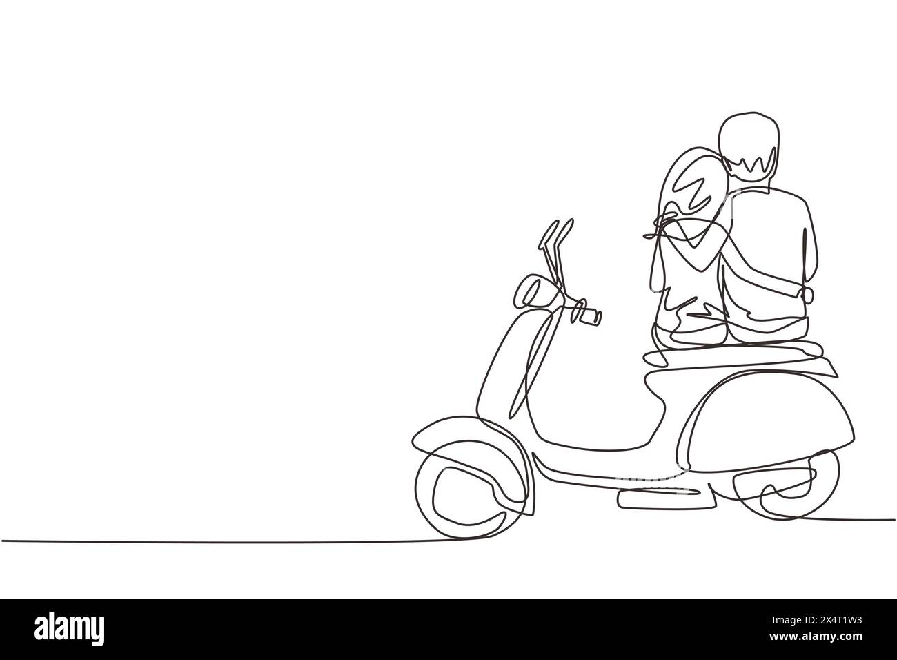 Single one line drawing riders couple trip travel relax. Romantic ...