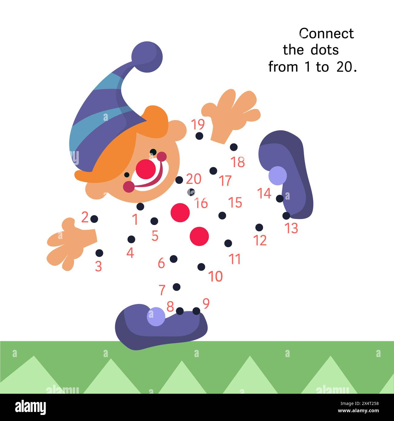 Dot to Dot. Connect dots from 1 to 20. Game for kids. Cute coloured ...