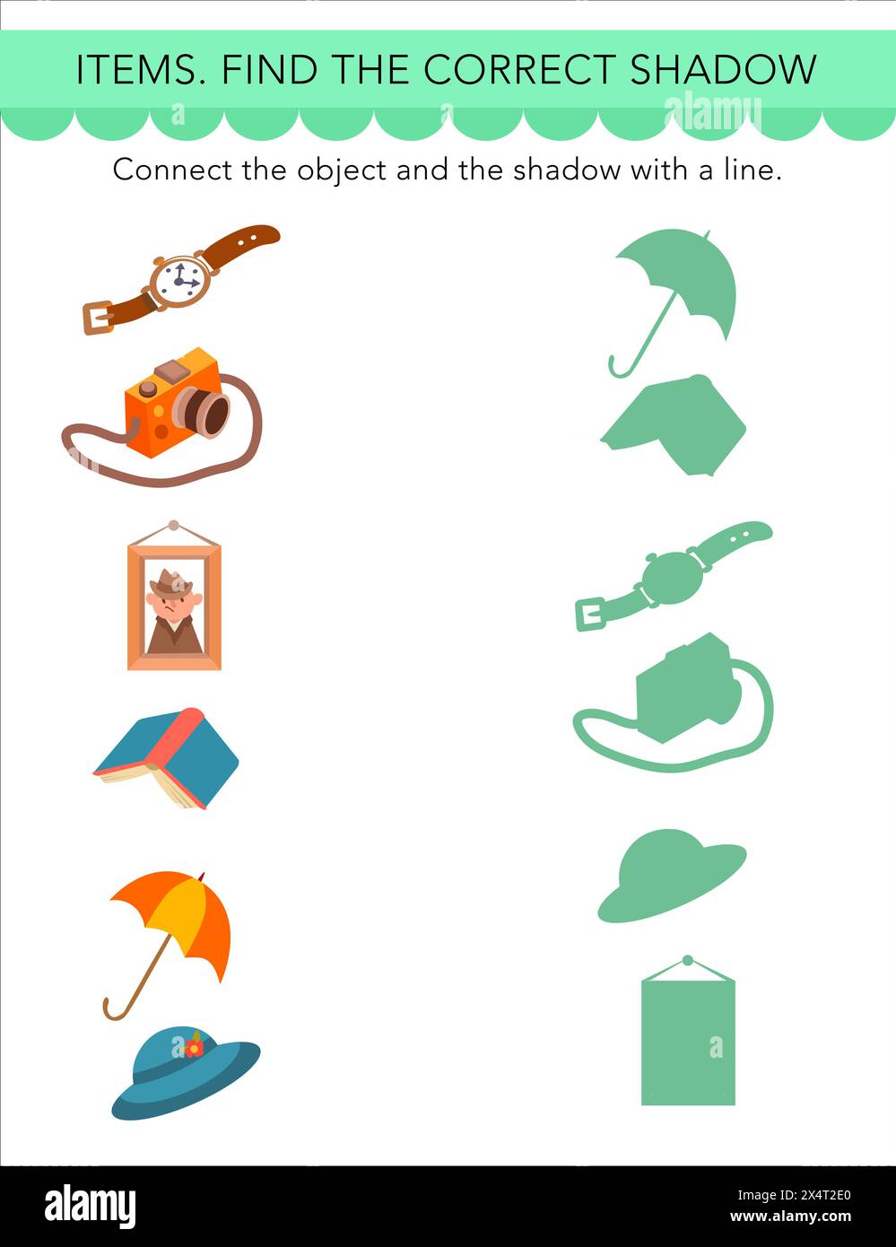 Find the right shadow. Puzzle Game for children. Cute cartoon objects ...